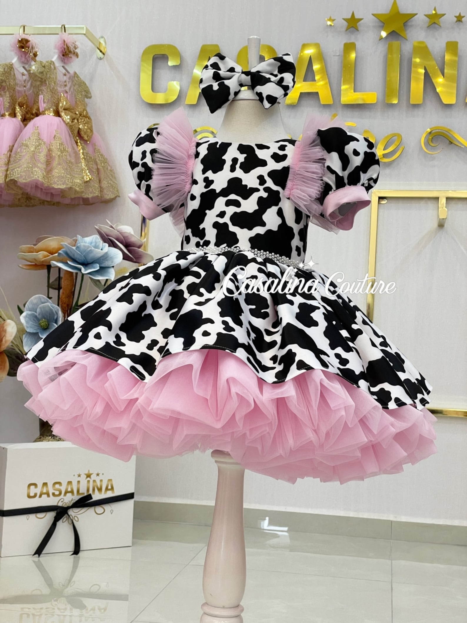 Cow Dress Cow Theme Baby Girl Dress Cow Dress Pink Skirt - Etsy