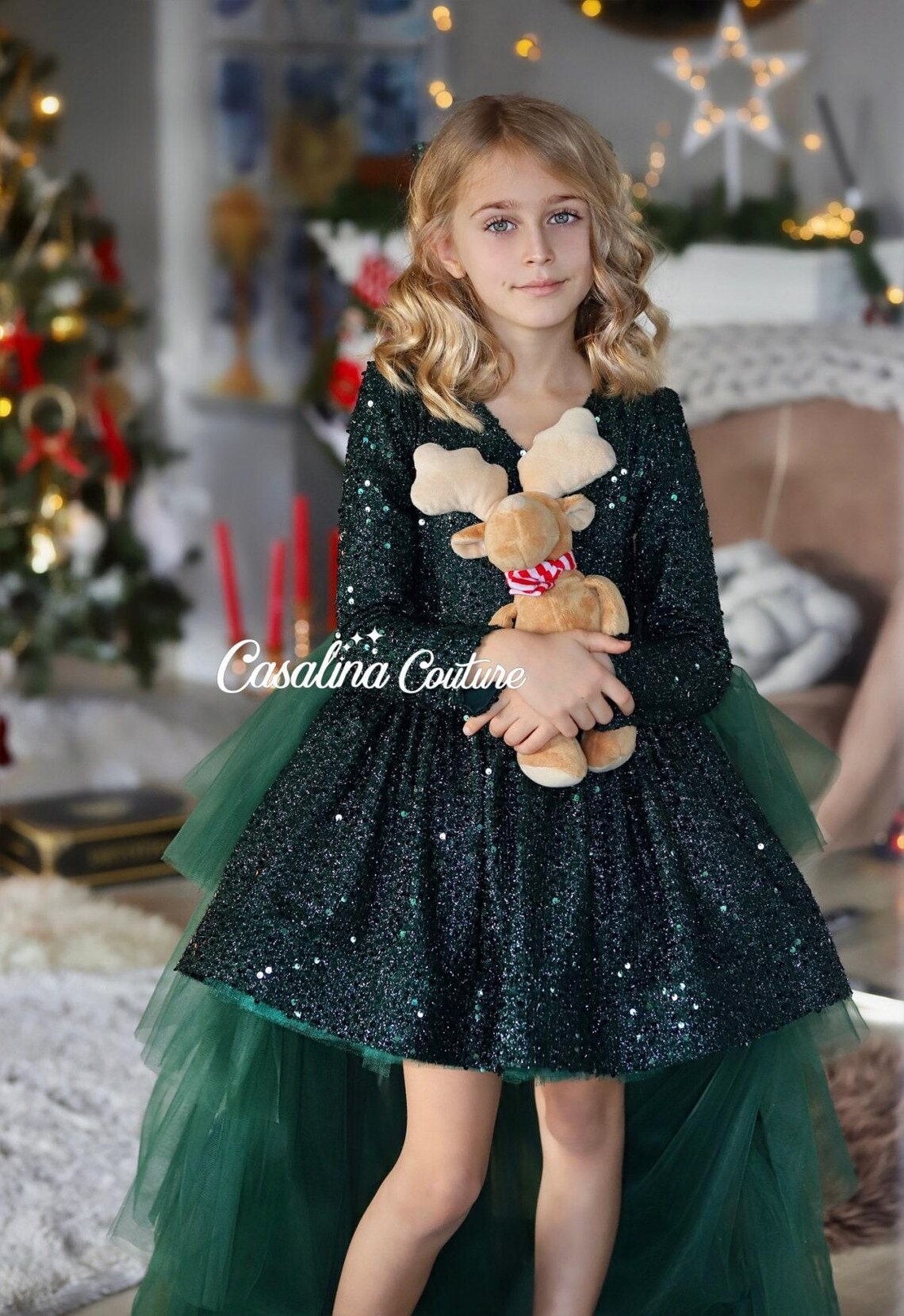 Regina Dress Emerald, Emerald Dress, Emerald Baby Dress, Princess Bow ...