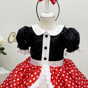 Minnie Dress Red , Red Minnie Mouse Dress With Shiny Sequin Fabric ...
