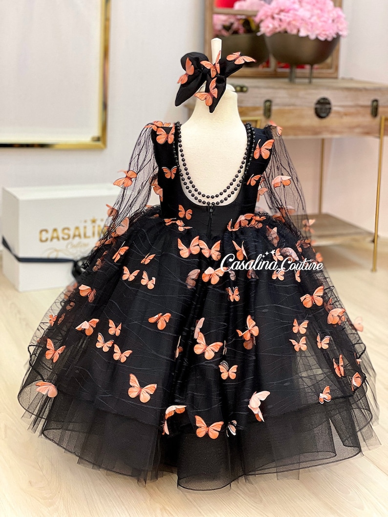 Butterfly Dress Black.black Baby Girl Dress With Flying - Etsy