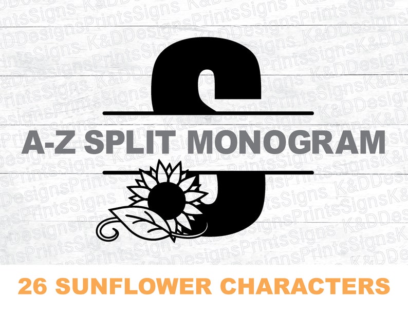 Sunflower Split Monogram/alphabet SVG, Eps & Png, Split Monogram Font ...
