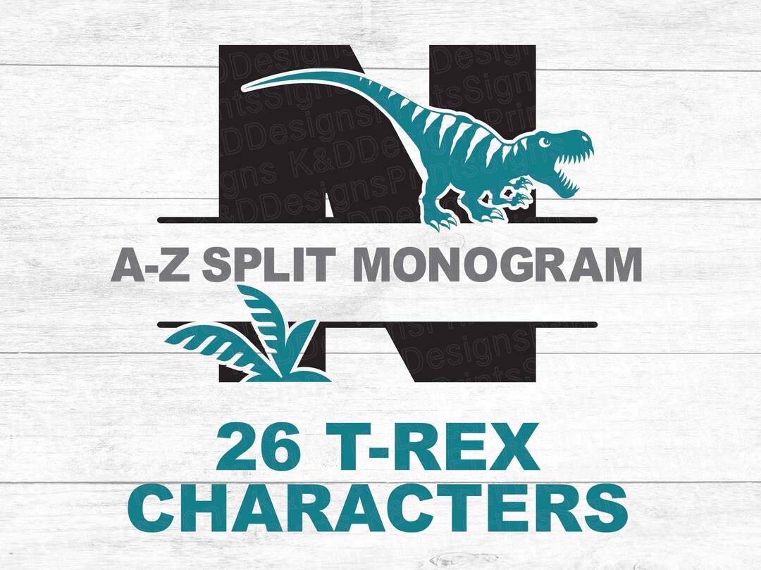 Dinosaur Alphabet, T-rex Split Monogram SVG, Eps & Png File, Split ...