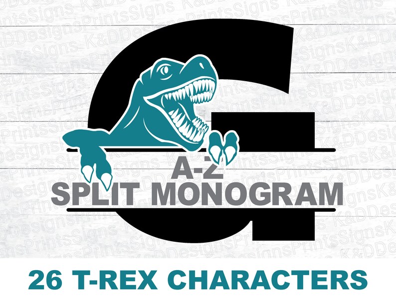 T-rex Alphabet, Dinosaur Alphabet, Split Monogram SVG, Eps & Png File ...