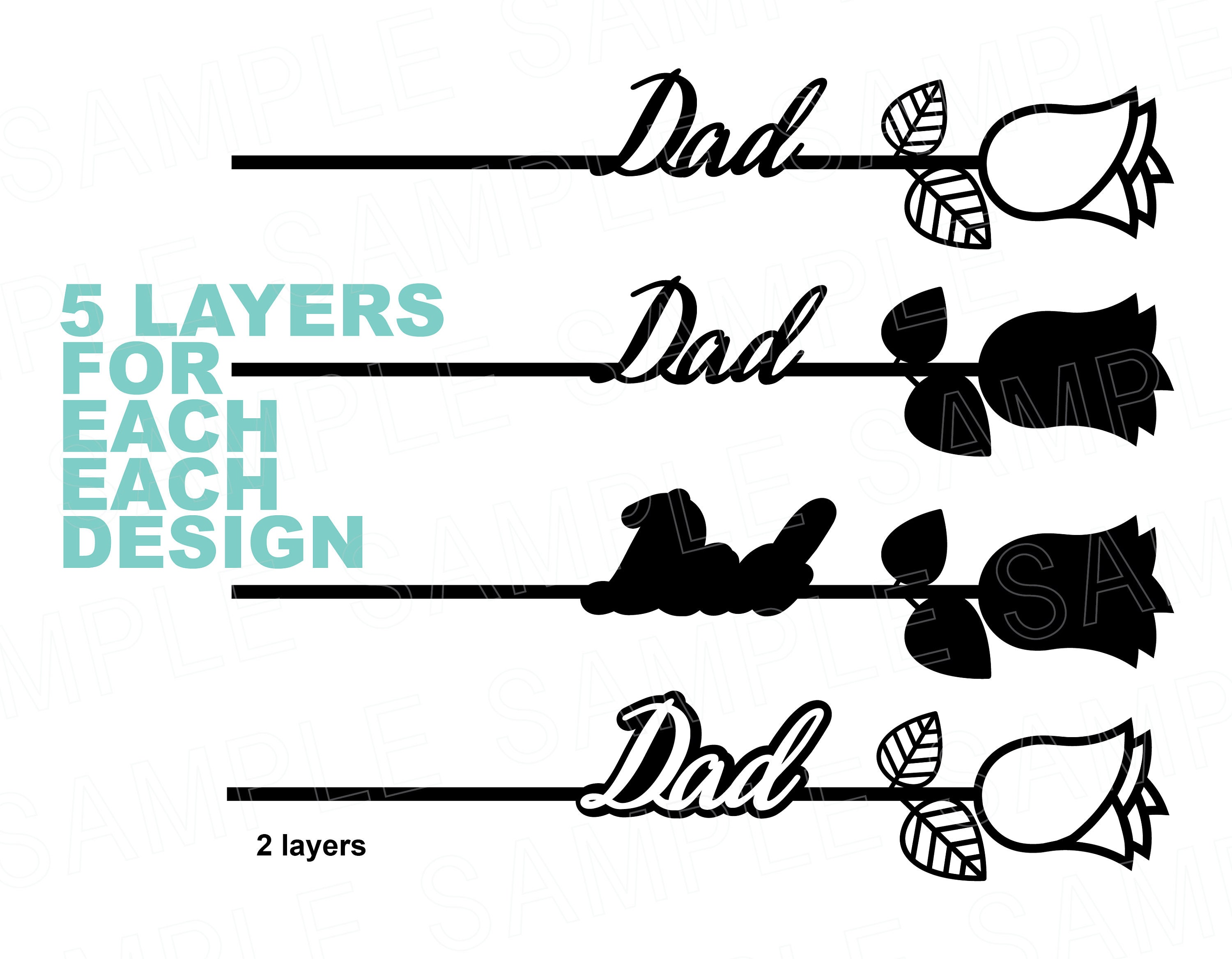 Dad, Daddy, Father Rose Stem SVG. Laser Cut File for X-tool, Glowforge ...