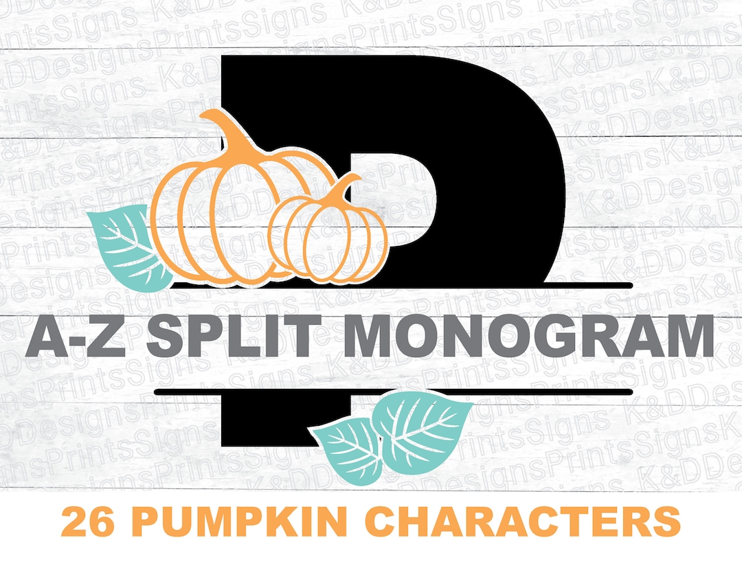 Pumpkin Split Monogram/alphabet SVG, EPS & PNG, Fall Split Monogram ...