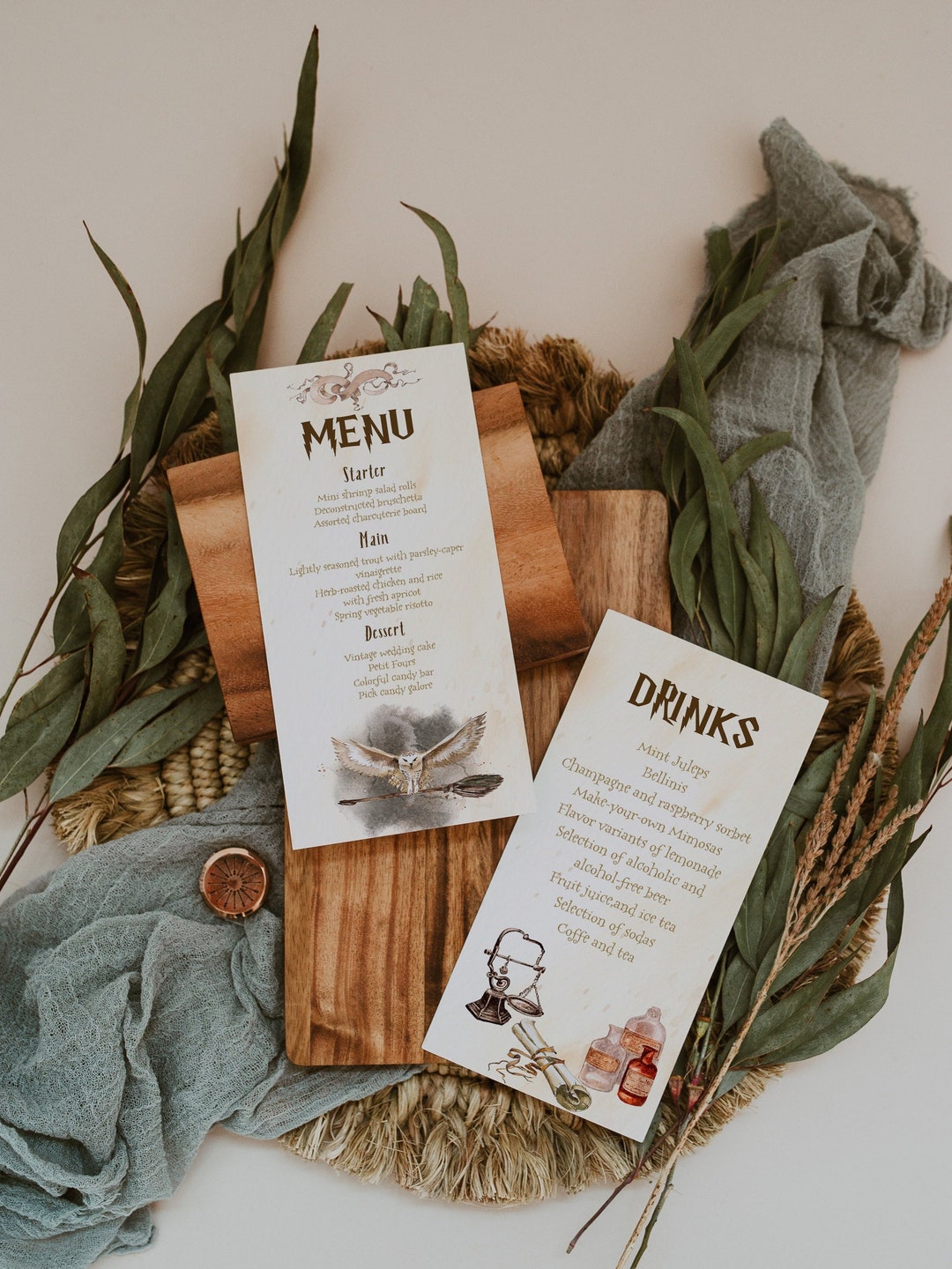 Magical Wedding Menu, Wizard Wedding Menu Cards, Magic Menu Template ...