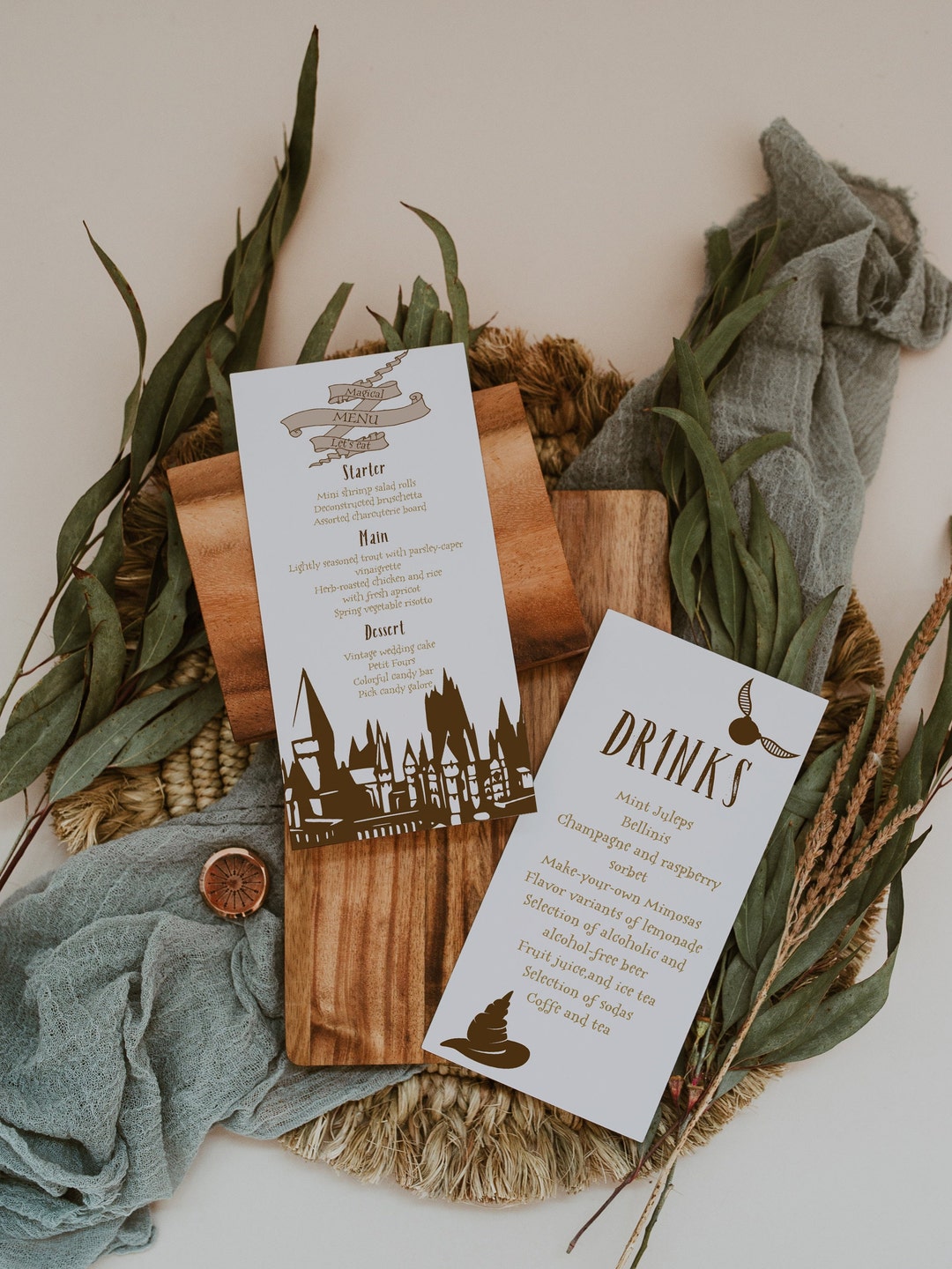 Magical Wedding Menu, Wizard Wedding Menu Cards, Magic Menu Template ...