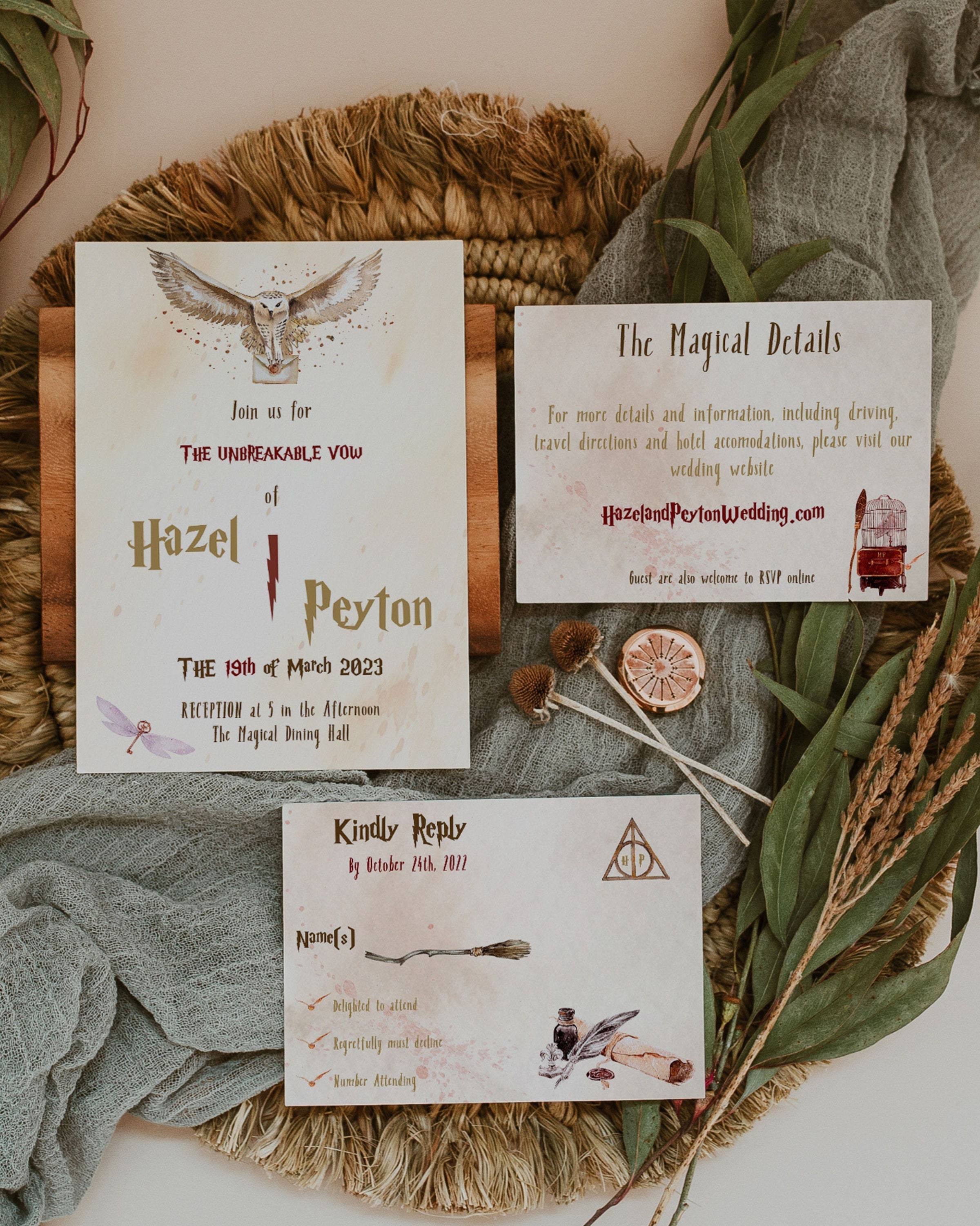 Wizard Wedding Invitation Suite Magical Wedding Details and - Etsy