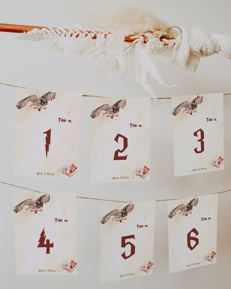 Wizard Wedding Table Numbers, Printable Table Numbers, Magic School ...