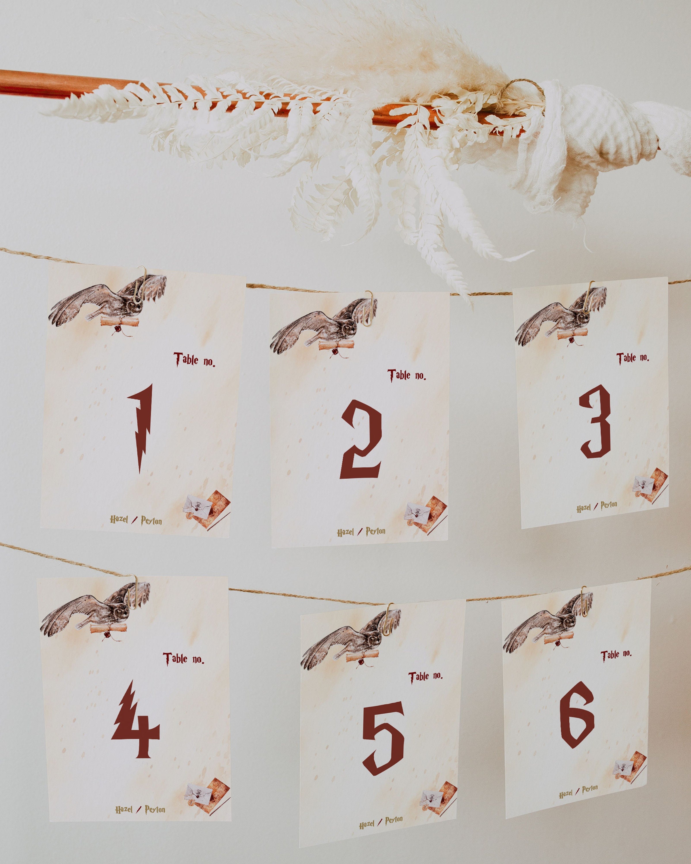 Wizard Wedding Table Numbers, Printable Table Numbers, Magic School ...