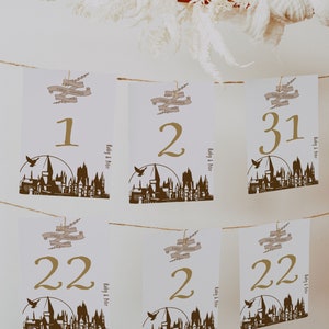Wizard Wedding Table Numbers, Printable Table Numbers, Magic School ...