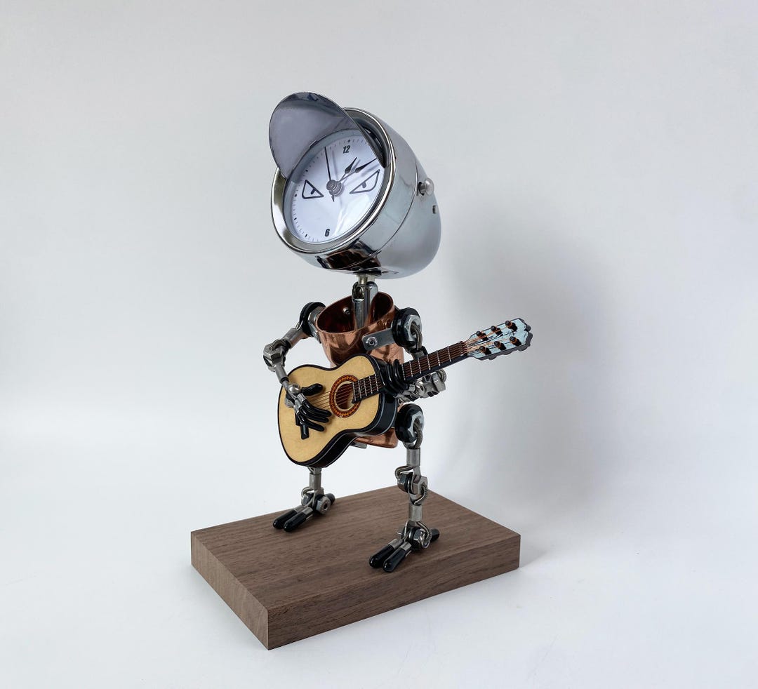 Guitar Player Robot Desk Clock / Rock Roll Robot Quartz Clock / Gift ...