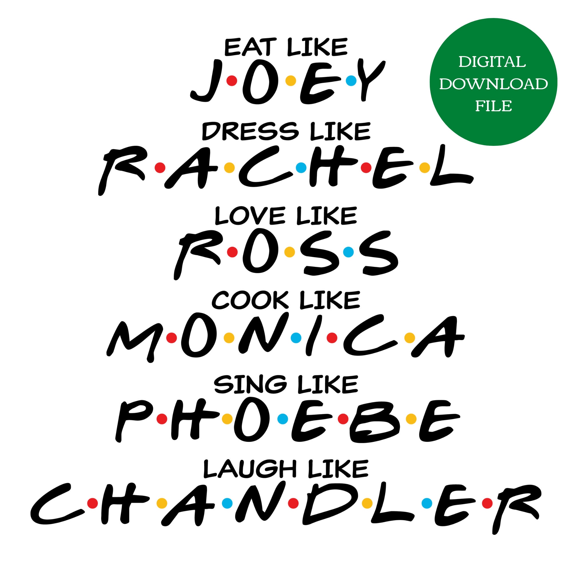 Friends TV Show Digital Printable Wall Art Friends TV Show 'names ...