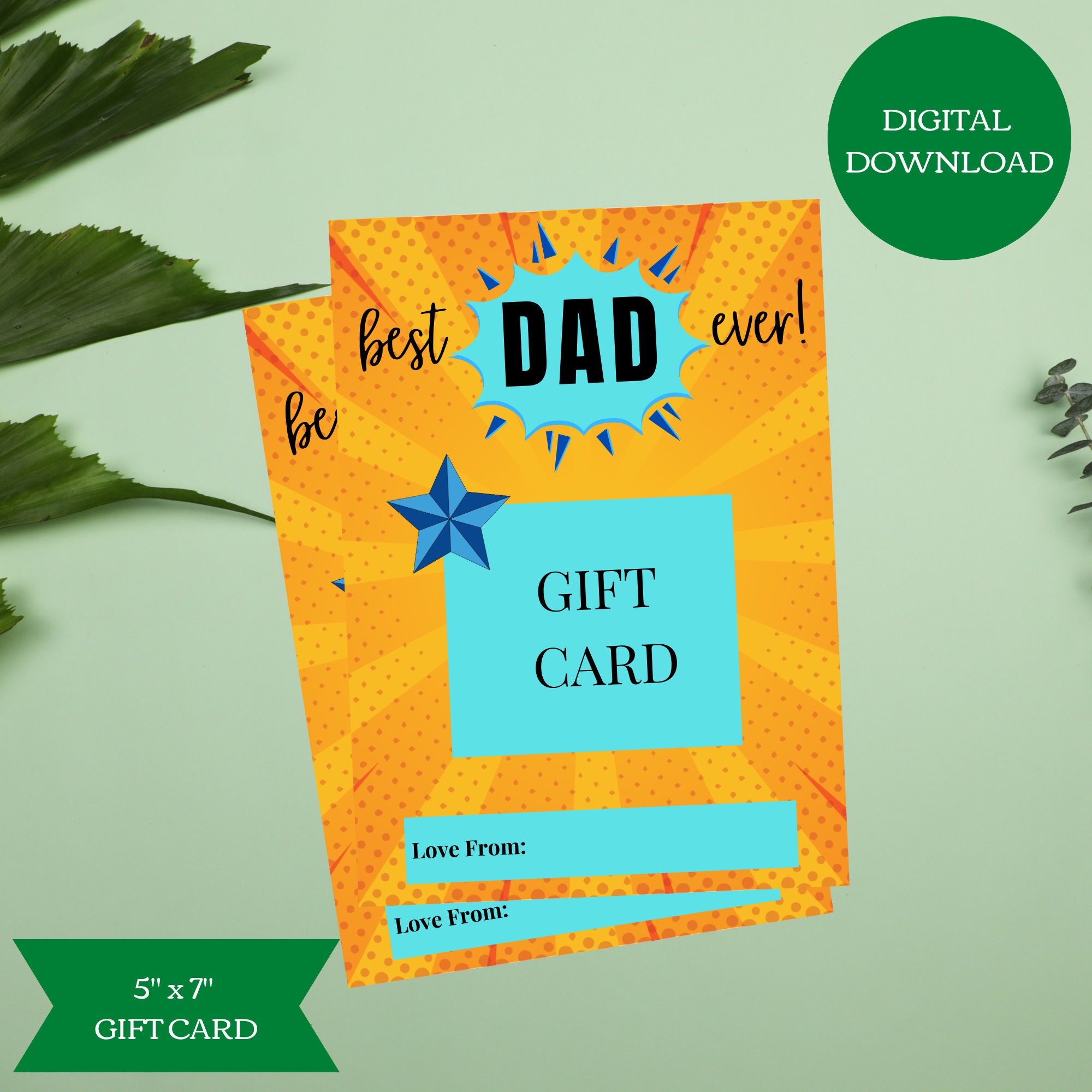 Father's Day Gift Card, Printable Gift Card, Father's Day Gift From ...