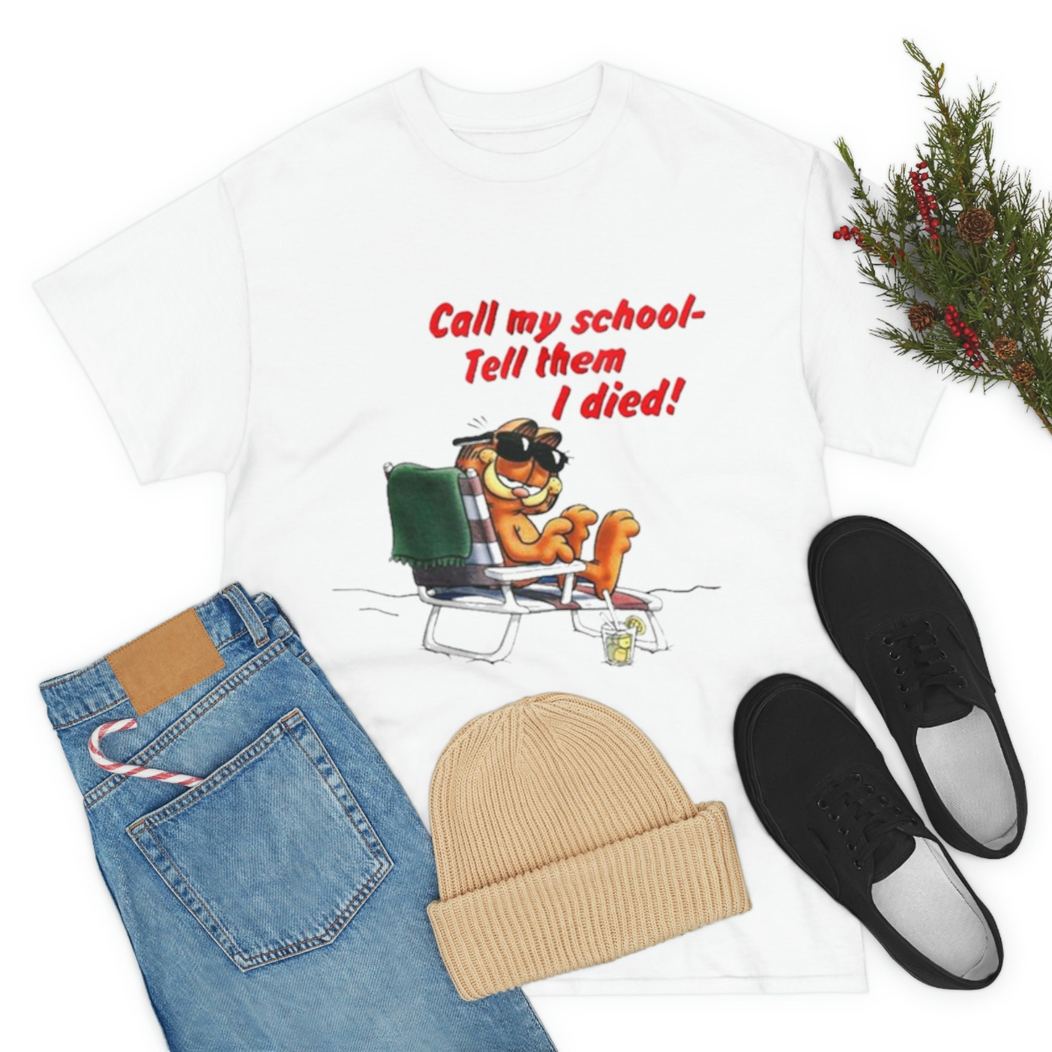 Call My School Tell Them I Died Garfield on the Vacation - Etsy