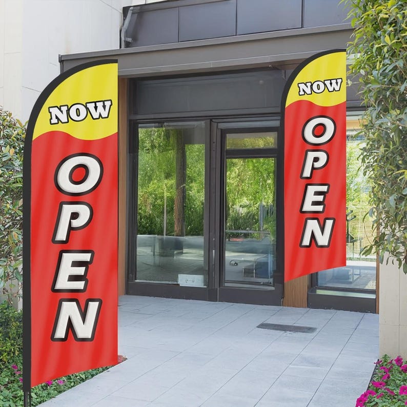 Feather Flag Banner With Pole & Ground Stake – Durable Outdoor NOW OPEN ...