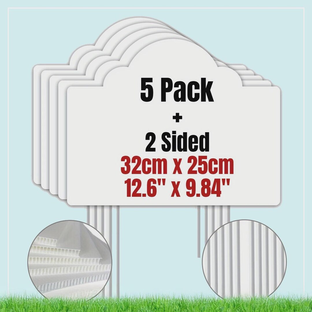 Blank Lawn Signs for DIY Outdoor Decor - 5 Pack Double-sided 12.6"x9.8 ...