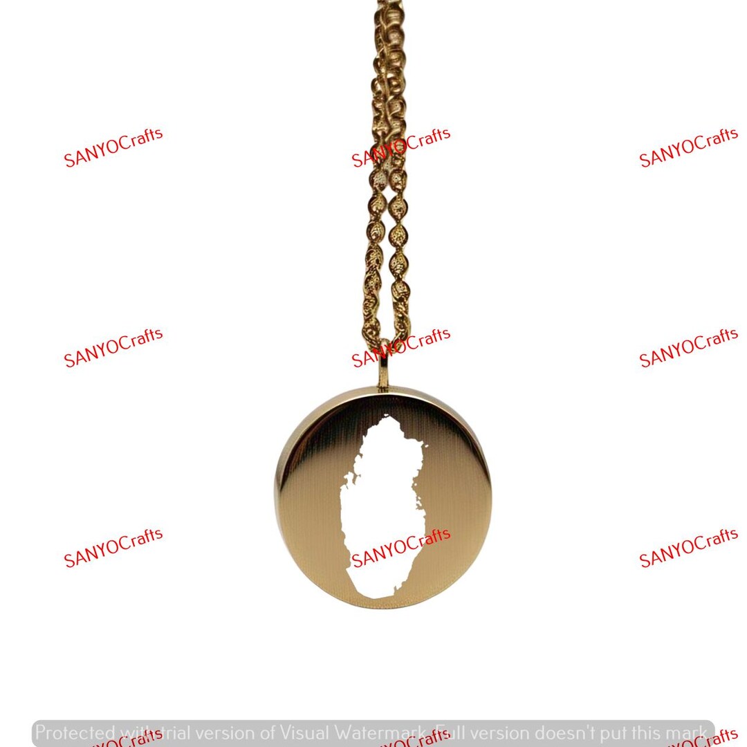 Qatar Map Pendant: 14k Gold Plated Sterling Silver, Country Jewelry - Etsy
