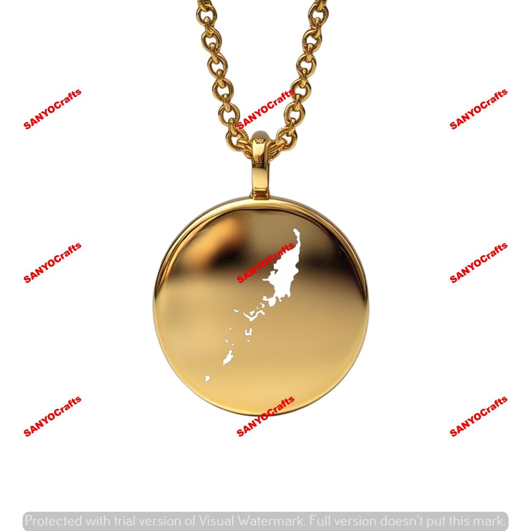 Palau Map Pendant - 24mm Round, 14k Gold Plated Sterling Silver, Custom ...