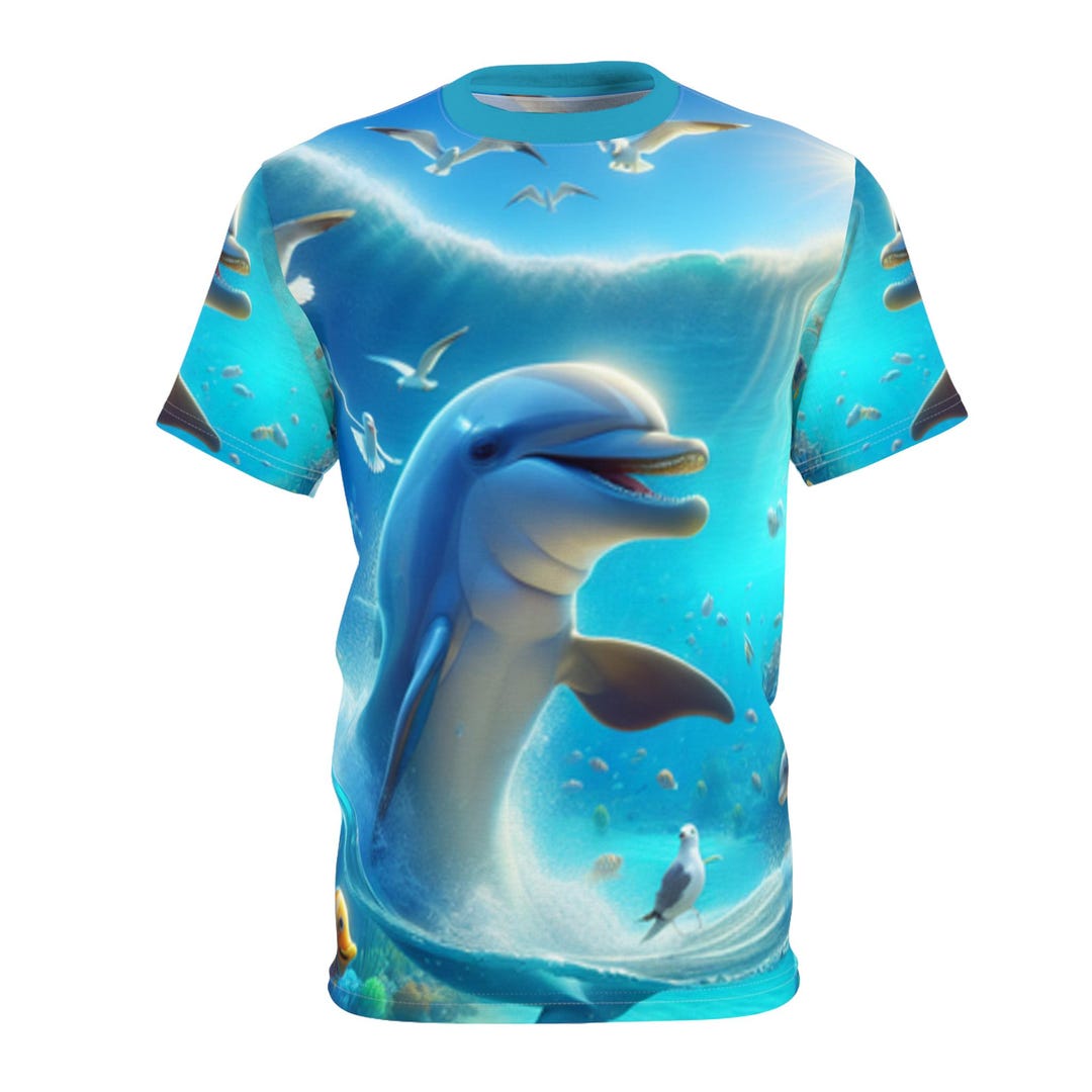 Dolphin Tee Shirt, Ocean Animal Top, Beach Graphic Tee, Sea Life T ...