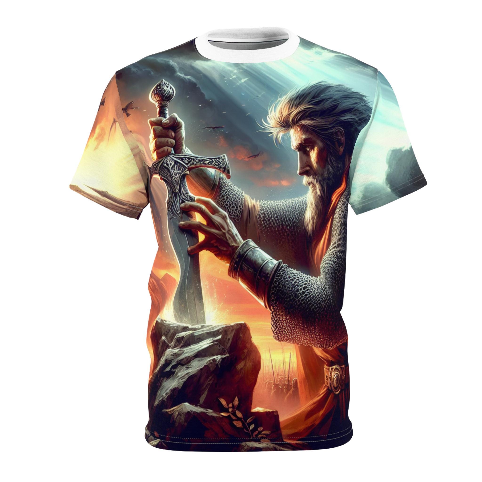 King Arthur of Camelot, Medieval Unisex Tee, Excalibur T-shirt ...