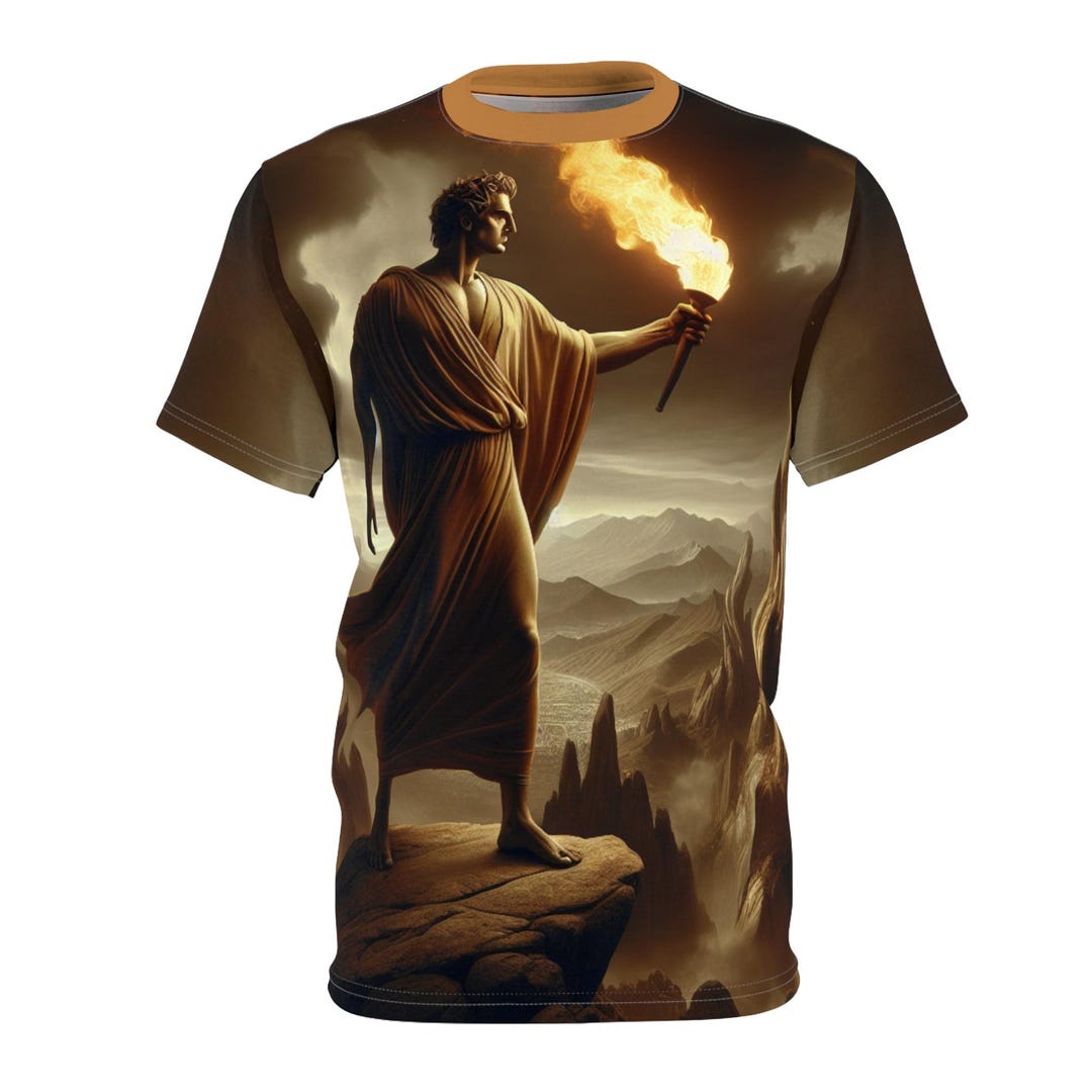 Prometheus Holding Torch, Greek Mythology T-shirt, Mythical Creature ...