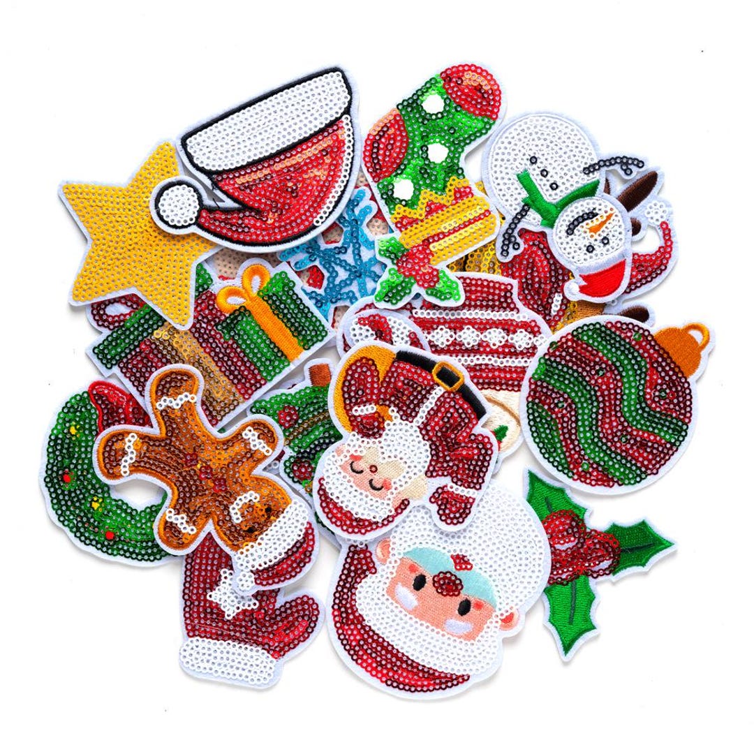 Christmas Patches,christmas Sequin Patch,santa Claus Patch,snowman ...