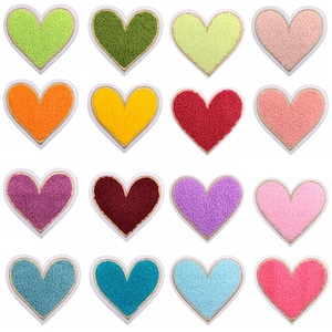 Colorful Heart Shaped Chenille Patch,embroidered Iron on Applique Patch ...