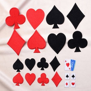 A Set of Poker Card Symbol Embroidery Iron on Patches, Playing Cards ...
