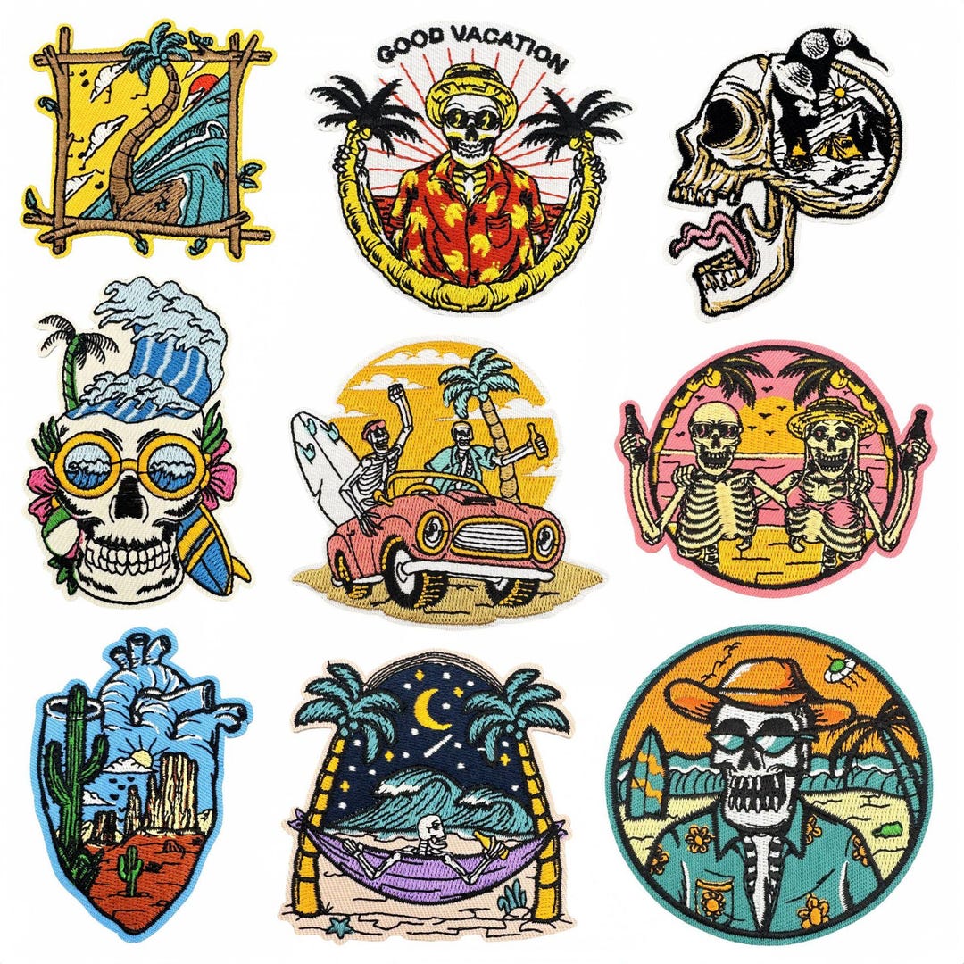 Skeleton Elements Embroidery Patches,outdoor Camping Adventure Patch ...
