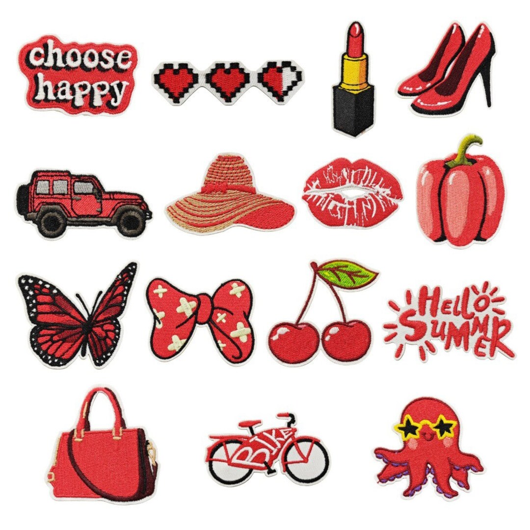 Red Embroidery Patches,girls Appliques Cute Jacket Patches,lip Patch ...