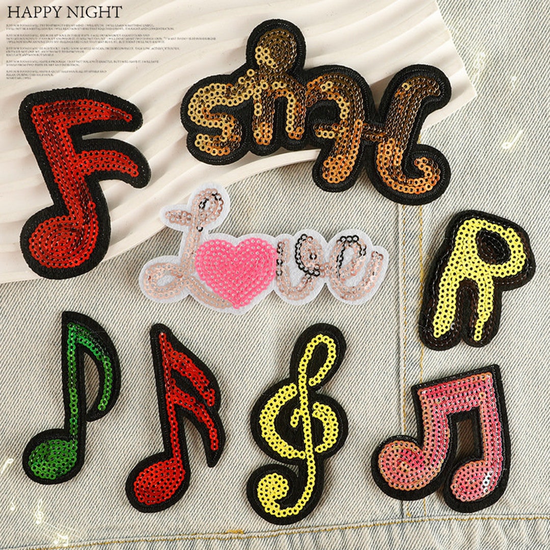 Musical Note Sequined Applique Patch,sequins Patch Supplies for Coat,t ...