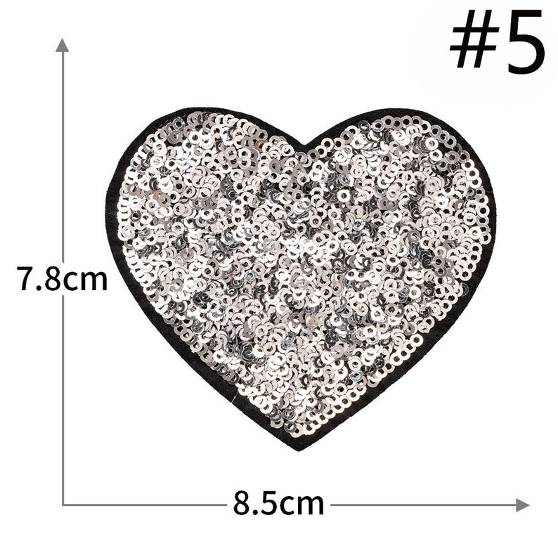 Lagre Heart Sequin Patches,sequin Love Heart Patch,heart Applique Iron ...