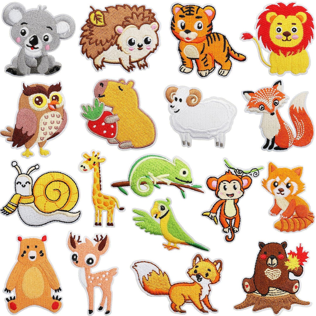 Zoo Theme Embroidery Patches,cute Animals Iron on Patch,kids,deer,bear ...