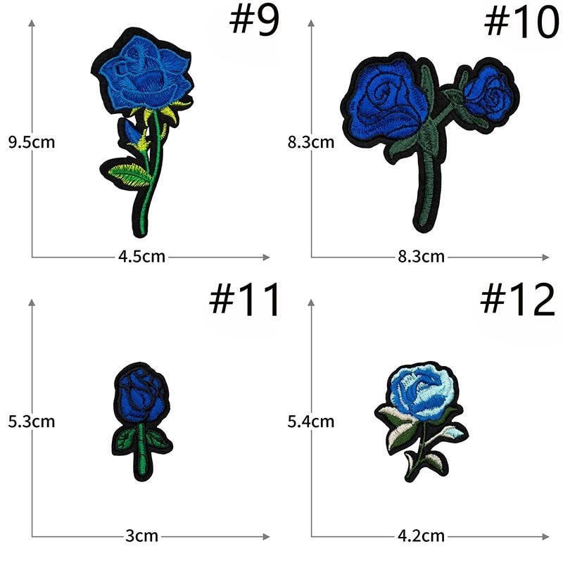 Blue Rose Patch,blue Enchantress Flower Floral Embroidered Patch,iron ...