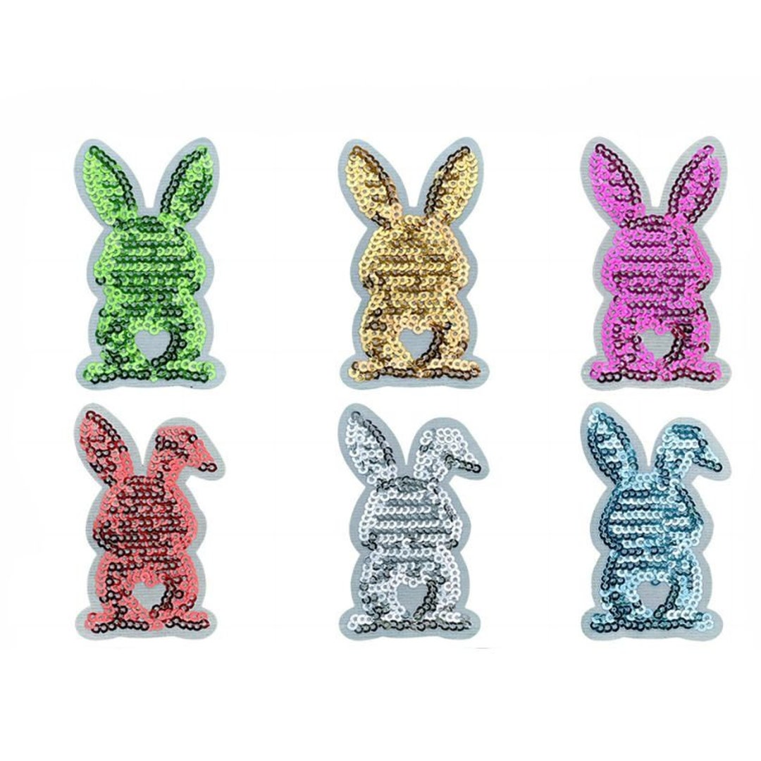 Sequin Bunny Iron on Patch,glitter Patch,sparkling DIY Applique for Kid ...