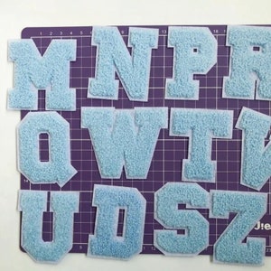 Light Blue Chenille Letters Patch, DIY Name Alphabet Patches,patches ...