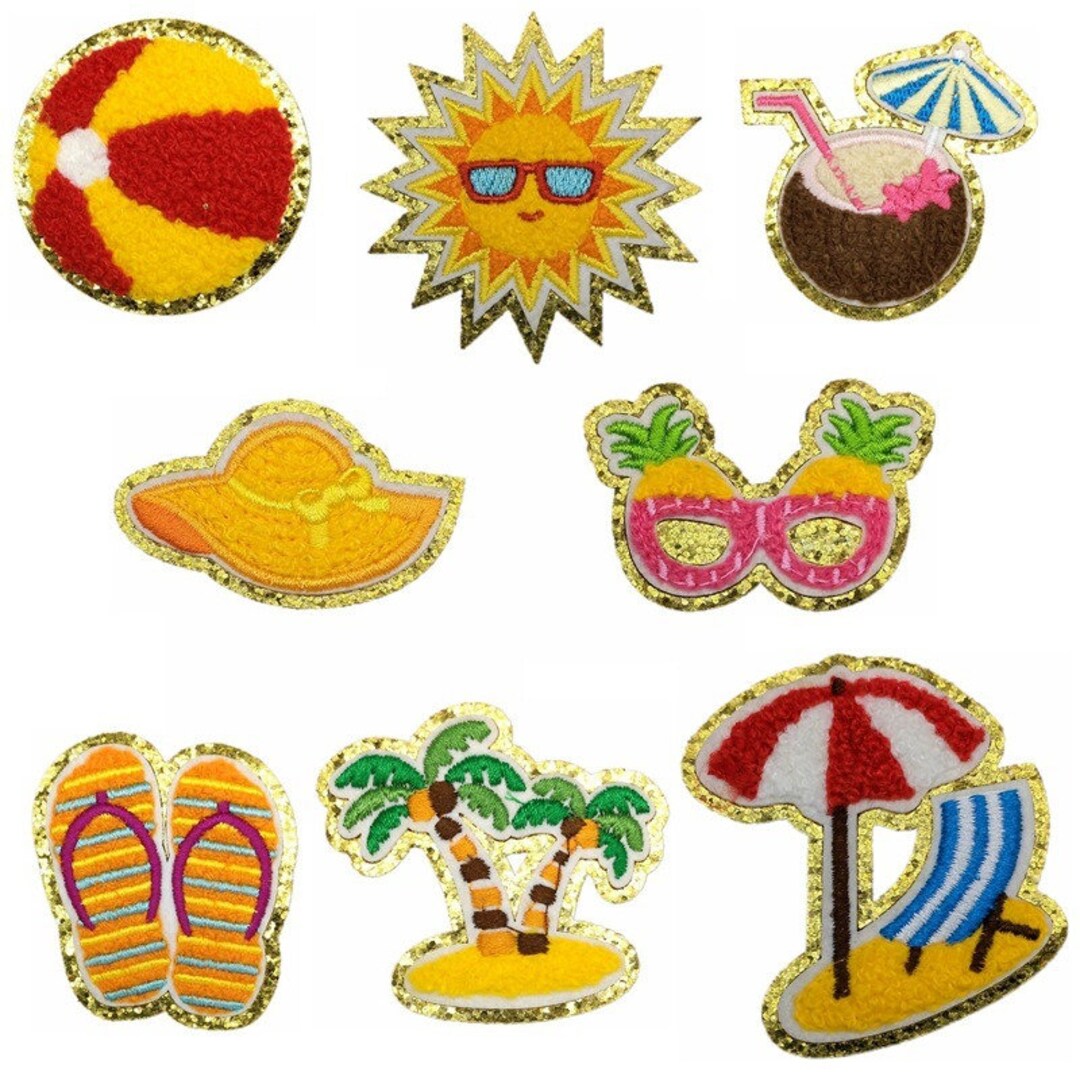 Summer Patches,chenille Outdoor Travel Applique,glitter Embroidered ...
