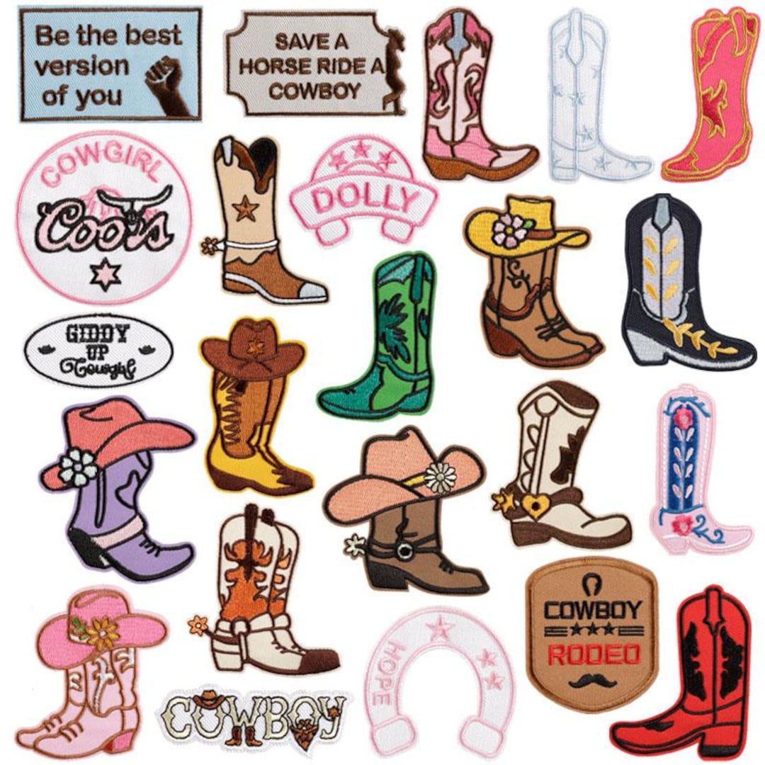 Cowgirl Boots Patches,cowboy Boots Embroidered Patch,western Applique ...