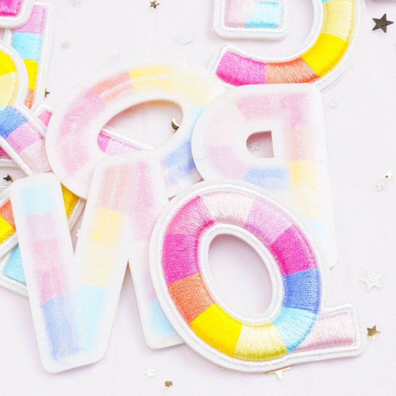 2.5 Inch Rainbow Letter Embroidered Patch Applique Diy Name Alphabet ...