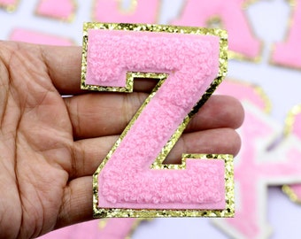 Pink Letter Chenille Embroidered Patch Set, A-Z, 3.1 Inch Green Glitter ...
