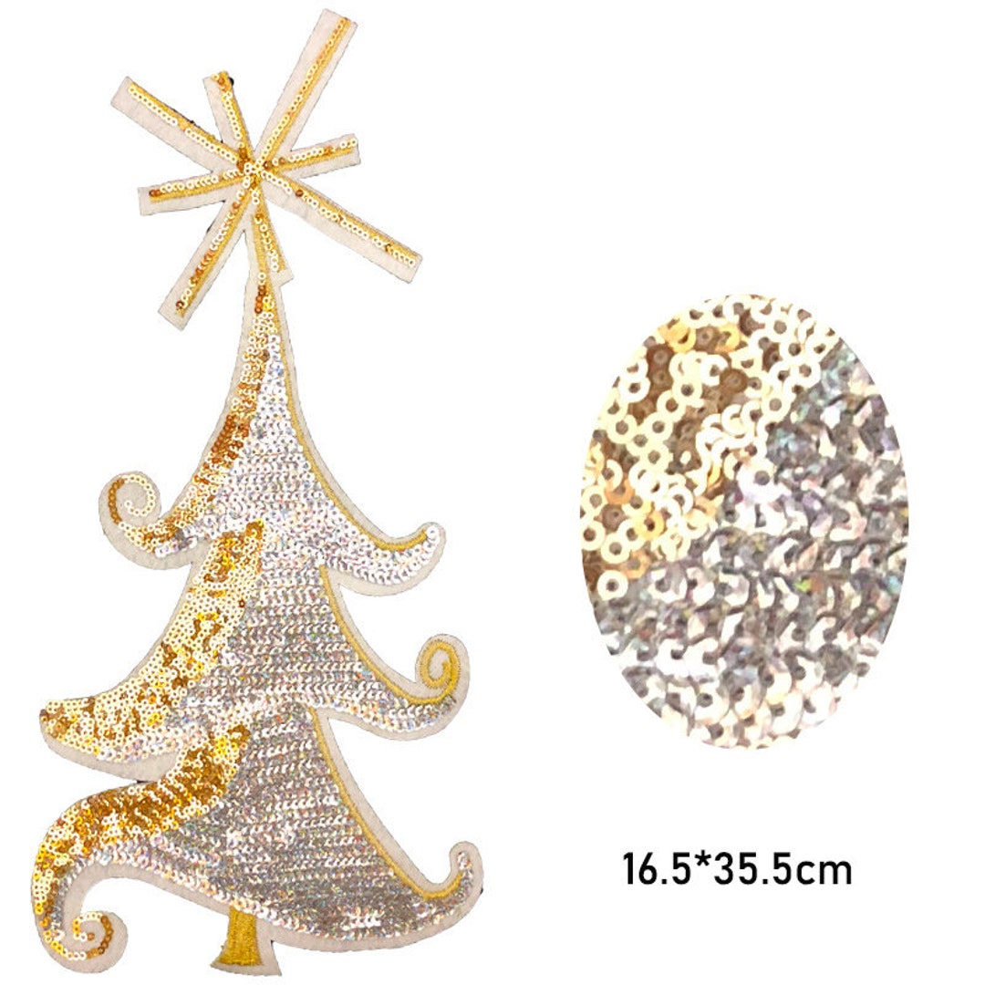 Sequin Christmas Tree Patch,gold Glitter Christmas Tree Patch, DIY ...