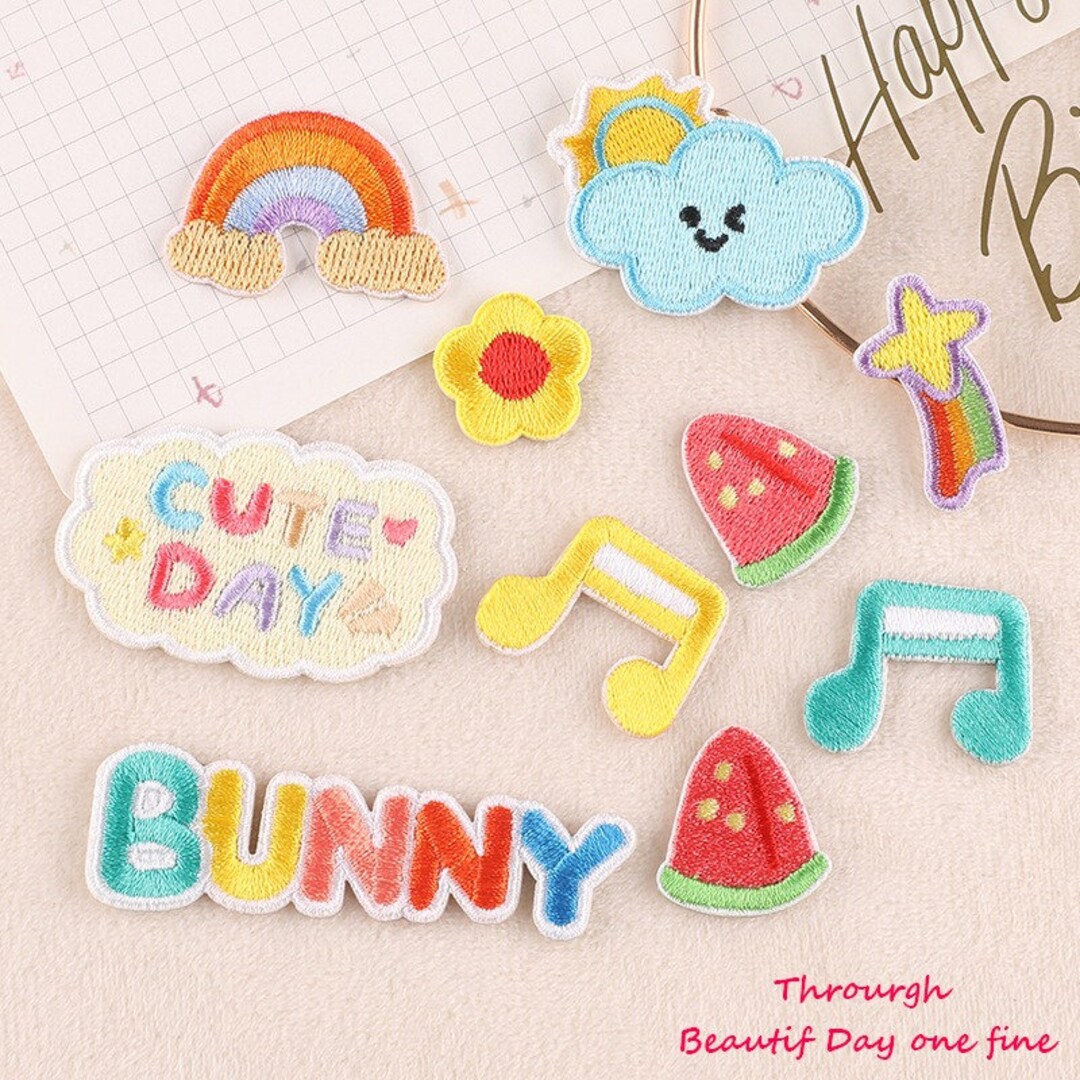 Rainbow Letter Patch,colorful Cartoon Embroidered Applique,diy ...
