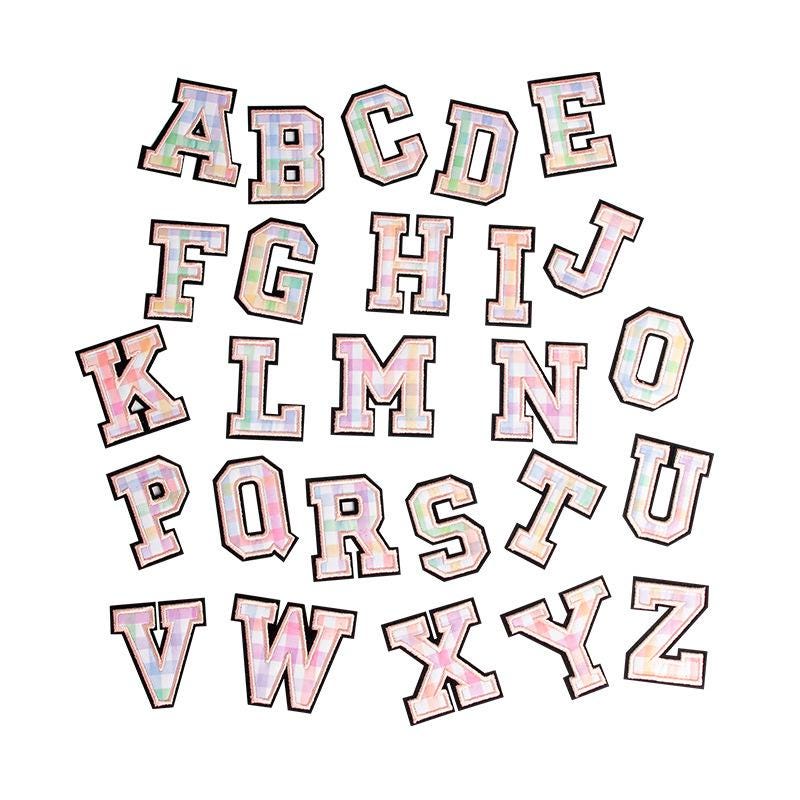 2.4 Inch Checkered Plaid Letter Patch,embroidered Applique Letters Diy ...