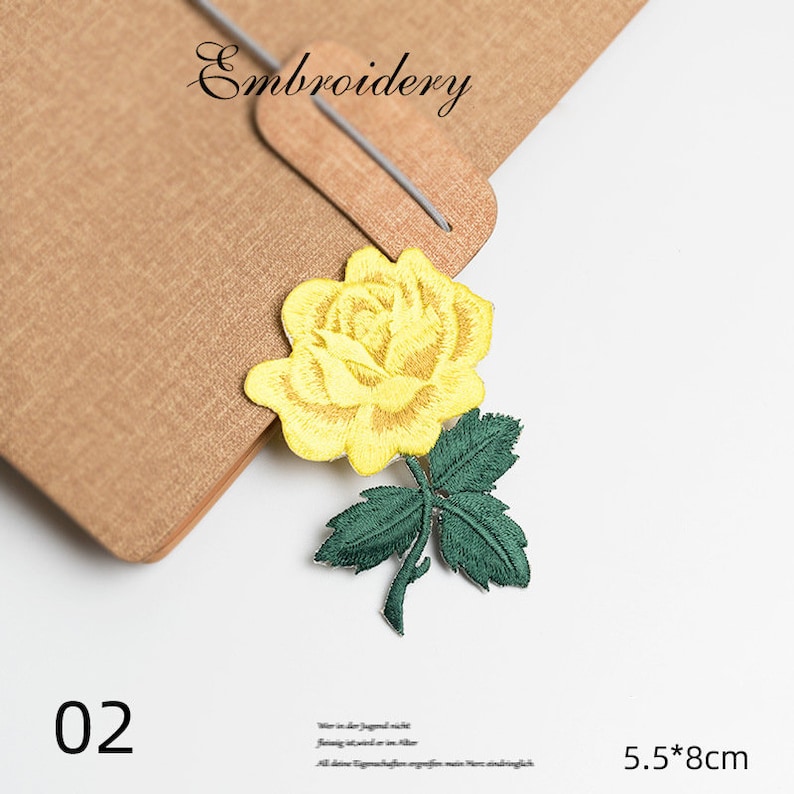 2pcs Rose Patch,red, Yellow, or Pink Rose - Open Petals and Stem ...