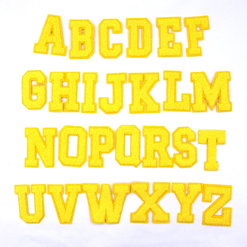 Yellow Letters Chenille Embroidered Iron on Patch Applique Diy Name ...