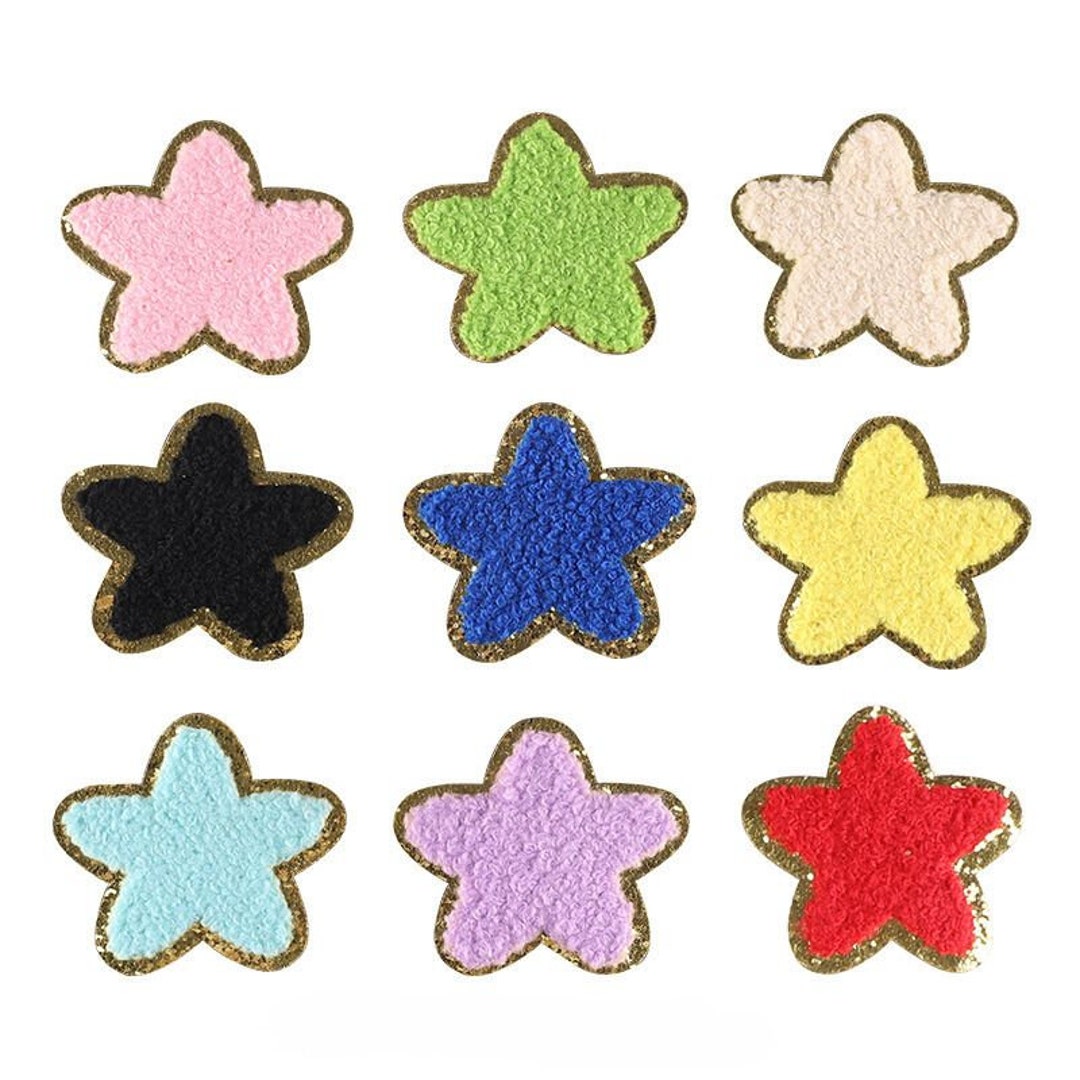 Colorful Star Patch,glitter Chenille Star Patch,embroidered Glitter ...