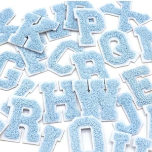 Light Blue Chenille Letters Patch, DIY Name Alphabet Patches,patches ...