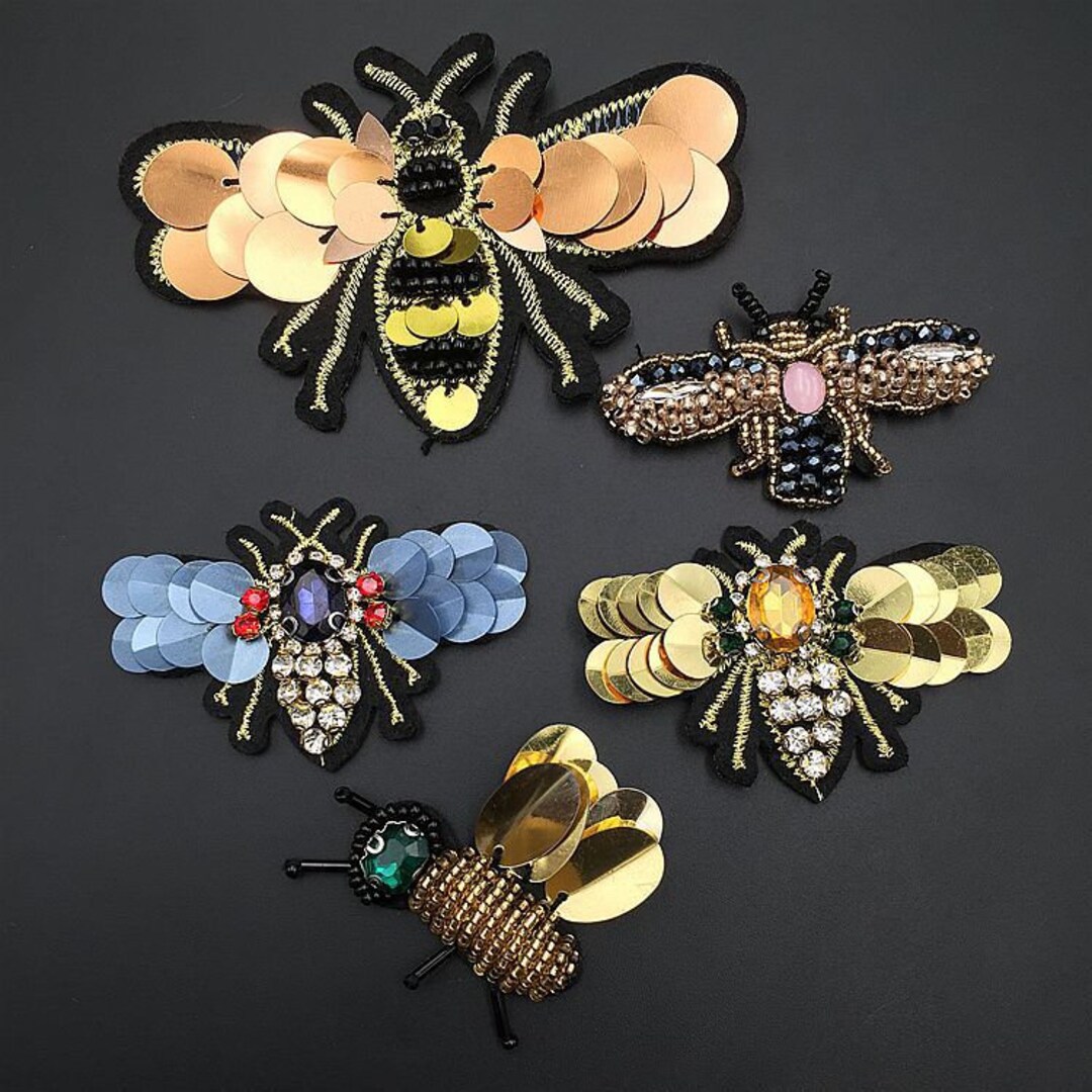 Beaded Glitter Bee Patch,sequin Patch,embroidered Cartoon Clothing ...