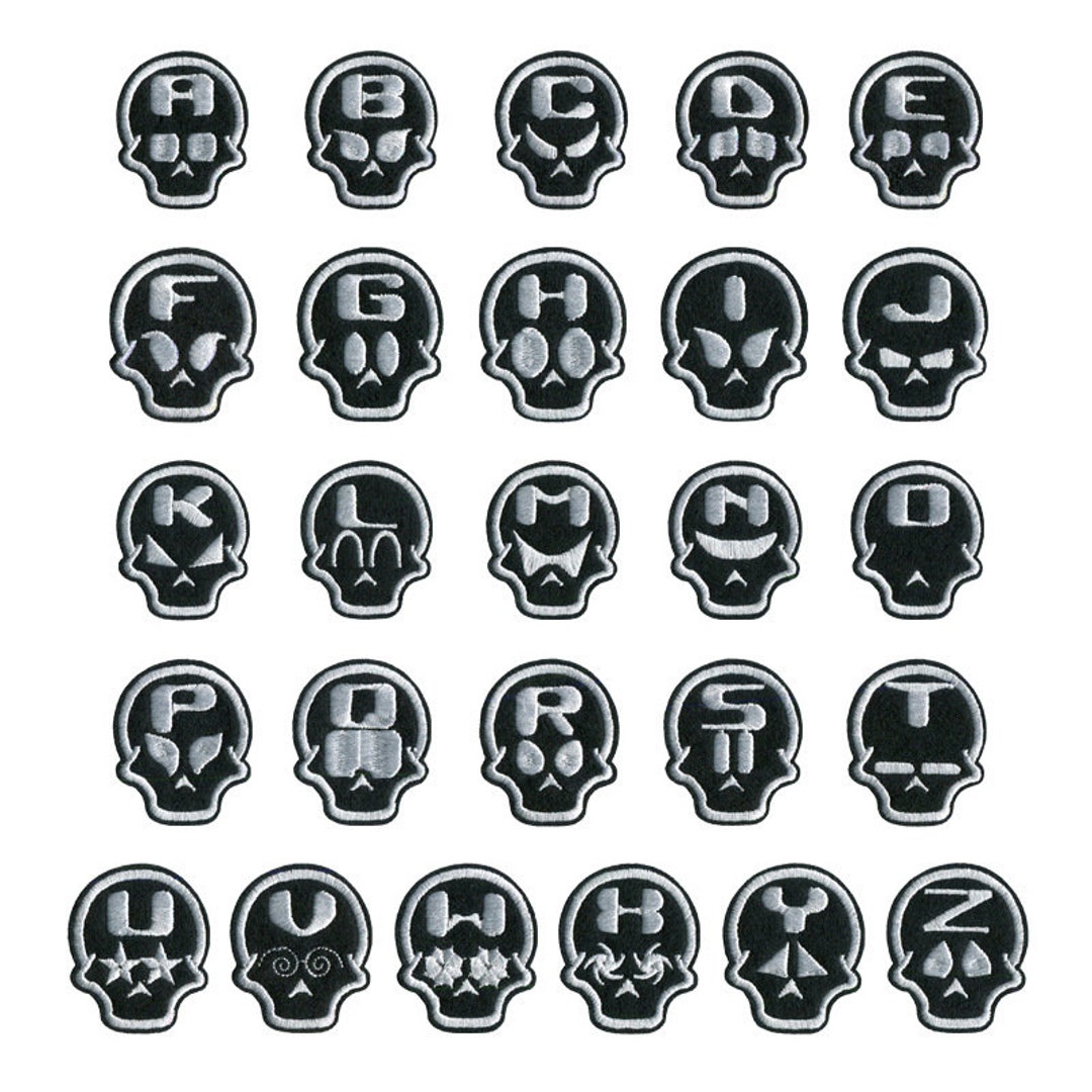 Skull Letters Alphabet Embroidered Iron on Patches,embroidery DIY Name ...